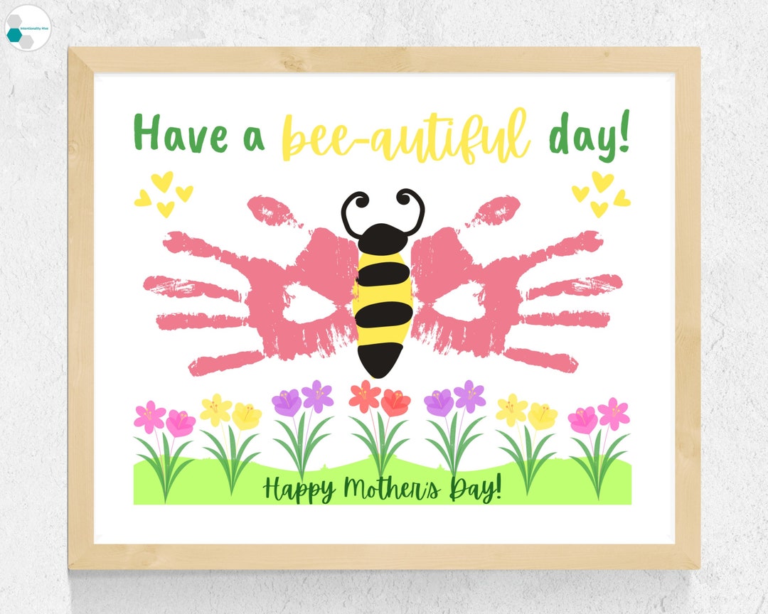 Bee Mother's Day Handprint Art for Toddlers, Preschool, Baby, Kids ...