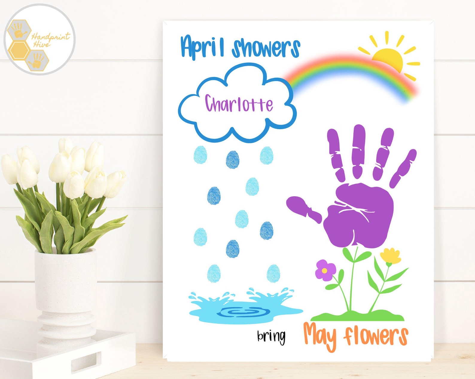 April Showers Handprint Art | Spring Handprint Craft for Toddlers ...