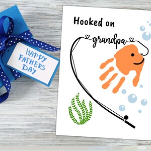 Hooked on Grandpa Handprint Craft, Grandpa Fishing Father's Day Gift ...