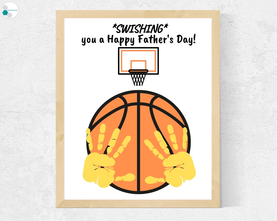 Father's Day Basketball Handprint Craft Art, Toddler Baby Basketball ...