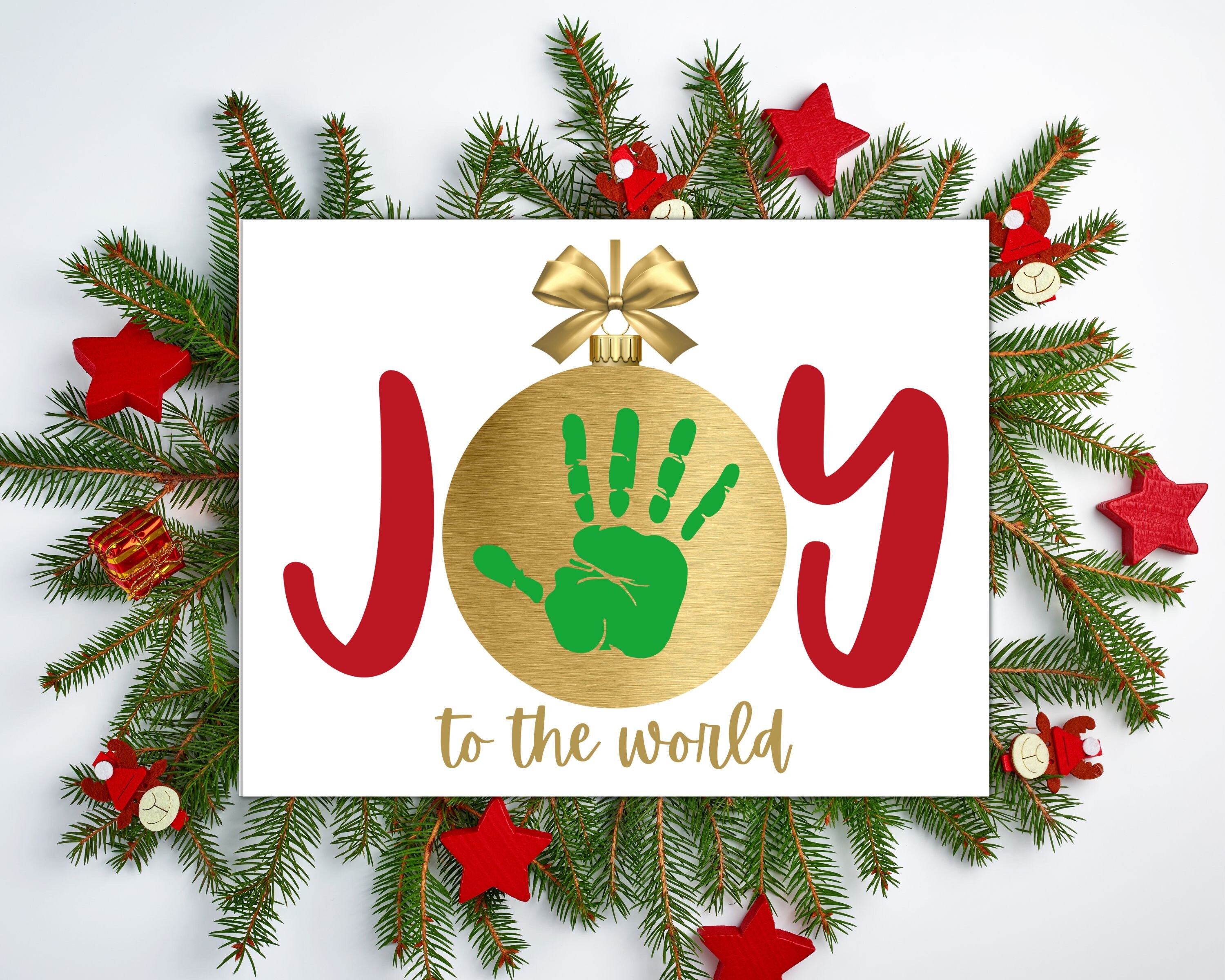 Joy Handprint Christmas Ornament Craft, Christmas Handprint Art Craft ...