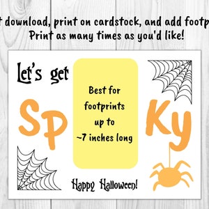 Spooky Halloween Footprint Art Craft Printable, Footprint Halloween ...