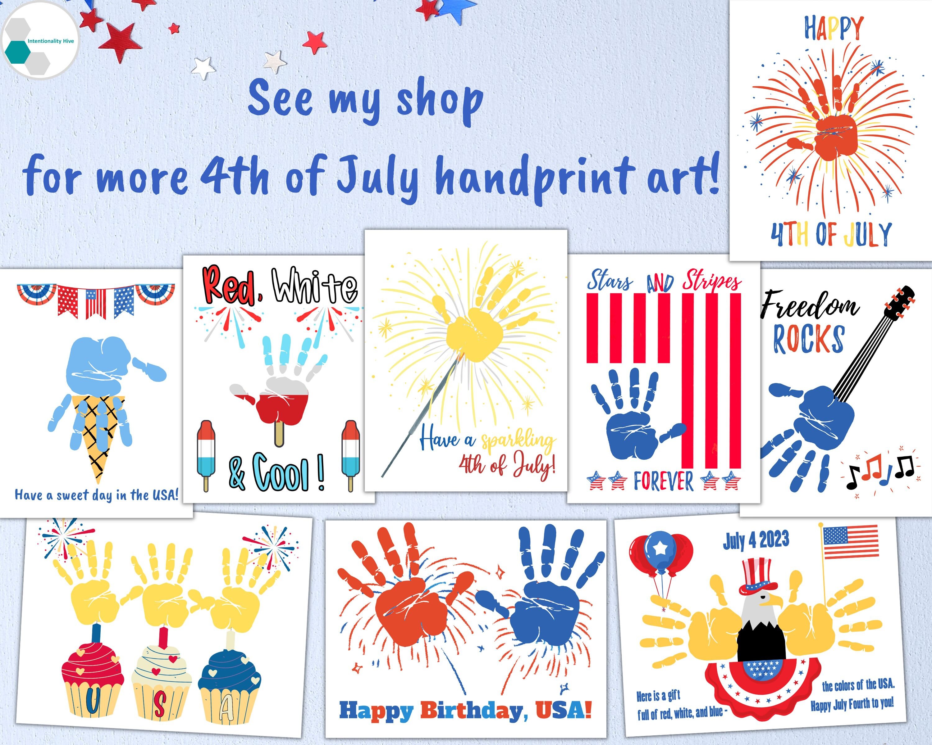 Popsicle July 4 Handprint Craft Printable, July 4th Handprint Art, Red ...