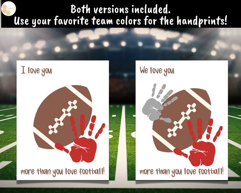 Football Dad Handprint Art Gift From Kids Baby Daughter Son, Football ...