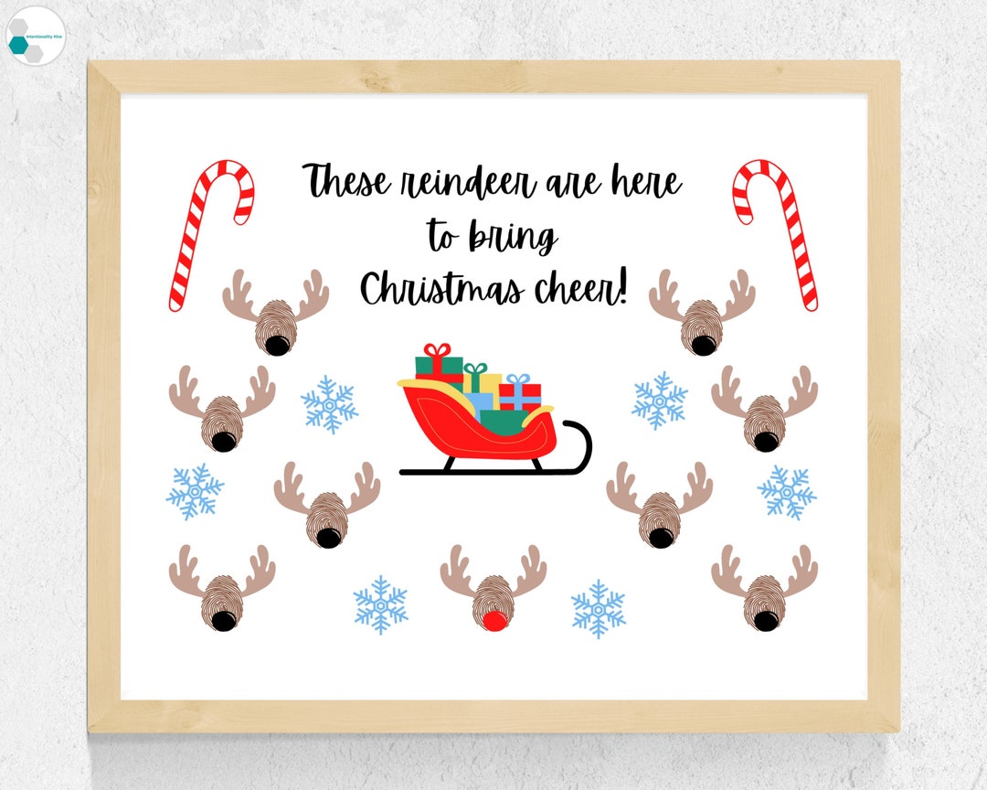 Christmas Reindeer Fingerprint Craft, Christmas Fingerprint Art Craft ...