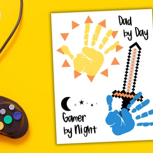 Gamer Father's Day Handprint Footprint Art Crafts, 1st Father's Day ...