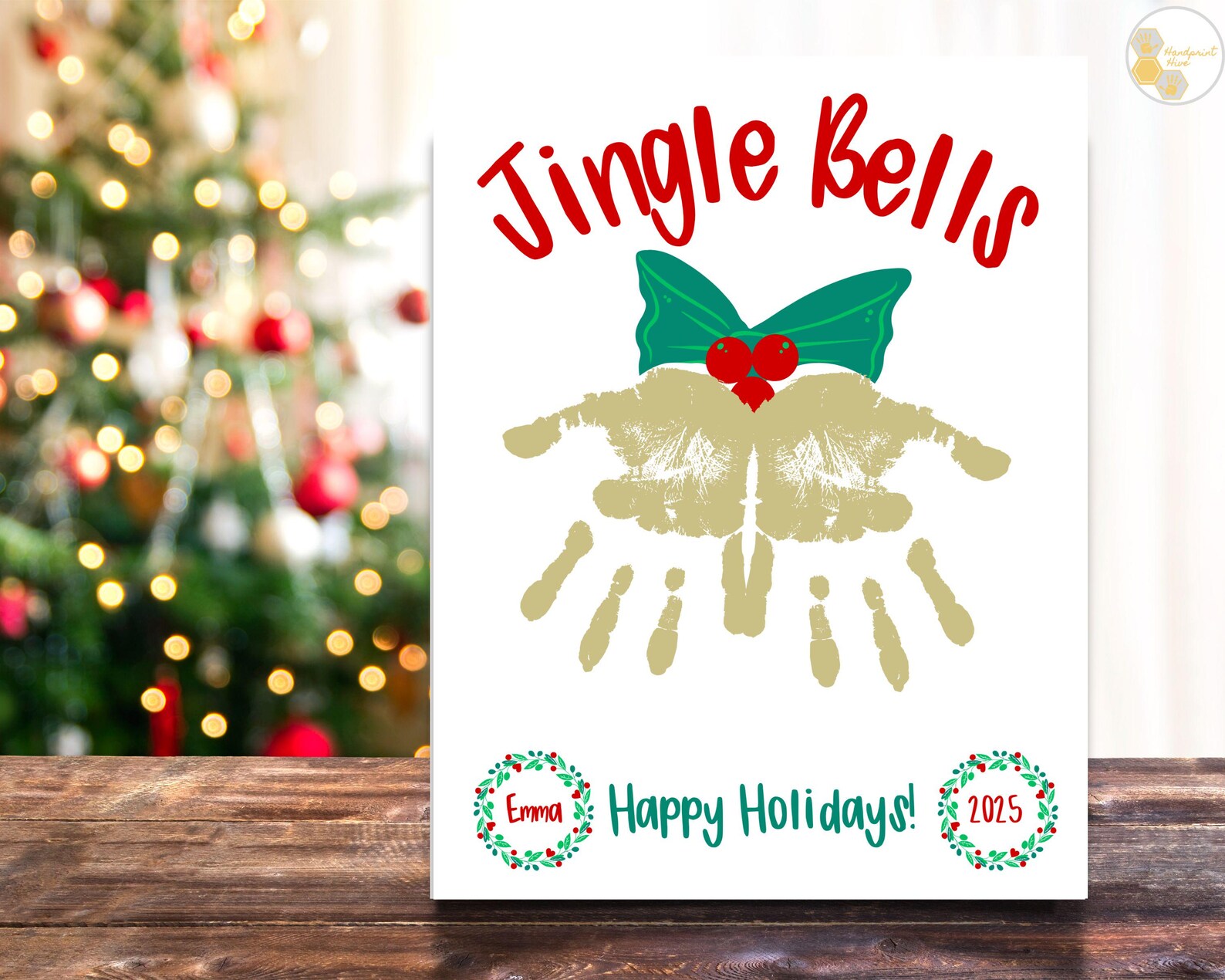 Jingle Bells Handprint Art Craft, Christmas Happy Holidays Handprint ...