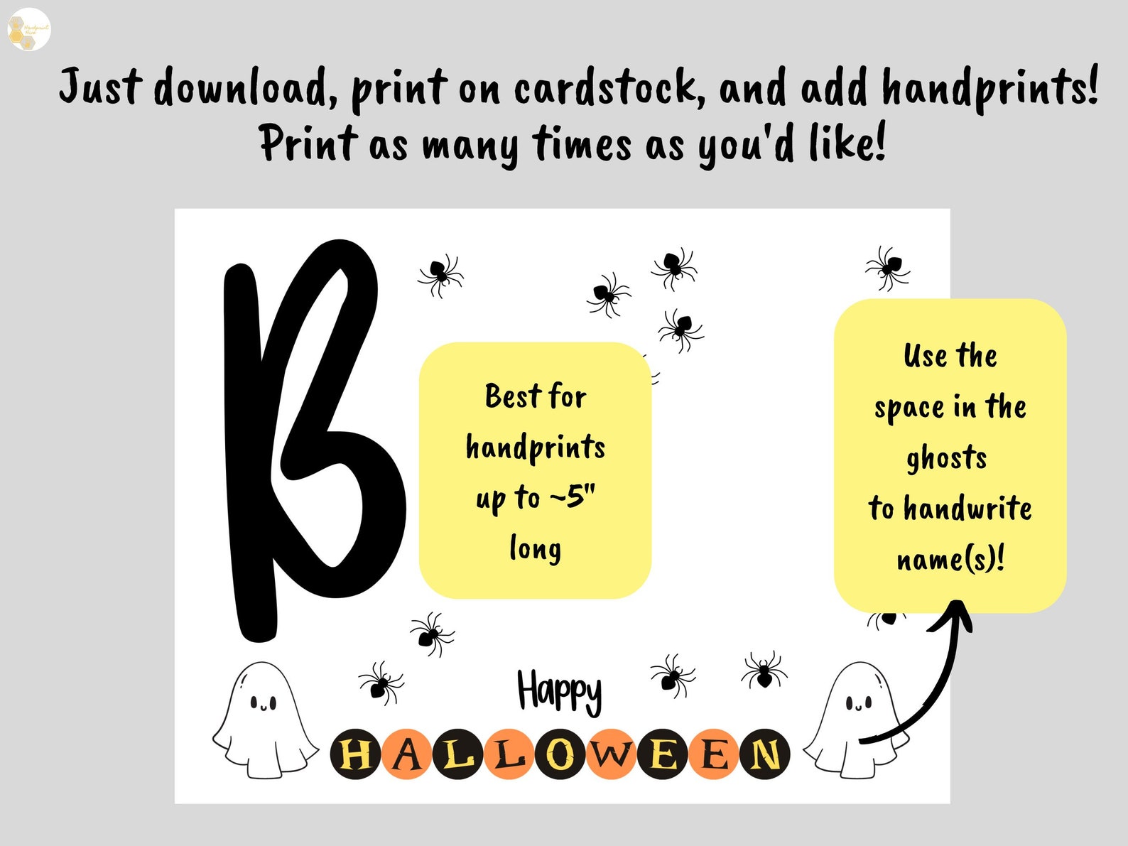 BOO Halloween Handprint Art Craft Printable, Happy Halloween Handprint ...