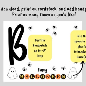 BOO Halloween Handprint Art Craft Printable, Happy Halloween Handprint ...