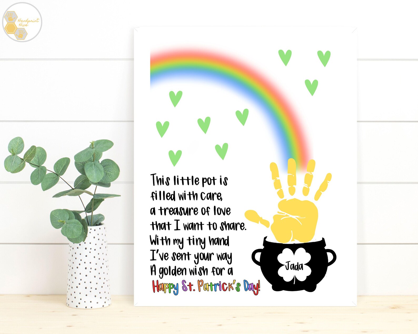 Gold St Patrick's Day Handprint Art Poem, DIY St Patricks Day Craft for ...