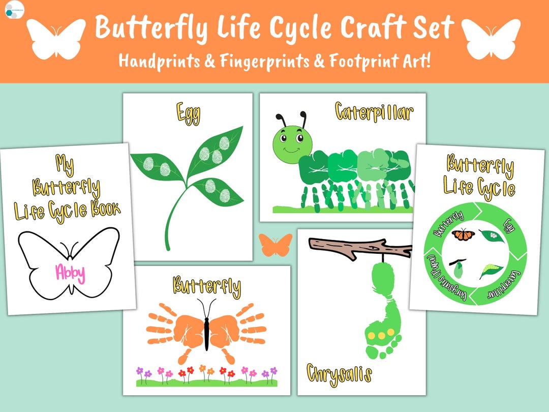 Butterfly Handprint Footprint Art Life Cycle Craft, Butterfly Handprint ...