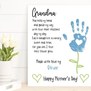 Grandma Mother's Day Handprint Art Poem, Grandma Handprint Mother's Day ...