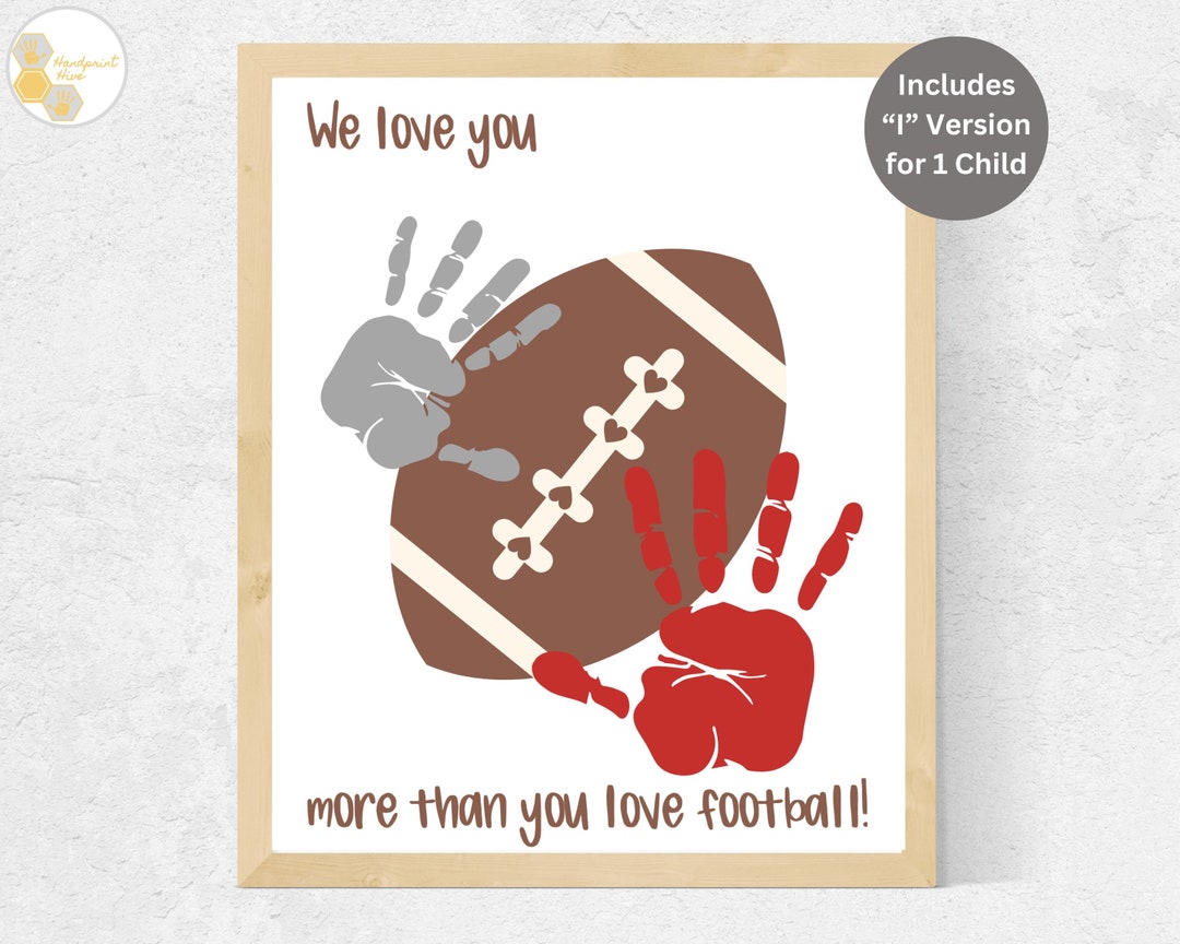 Football Dad Handprint Art Gift From Kids Baby Daughter Son, Football ...