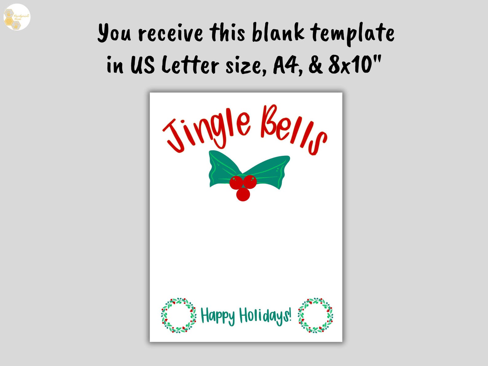 Jingle Bells Handprint Art Craft, Christmas Happy Holidays Handprint ...