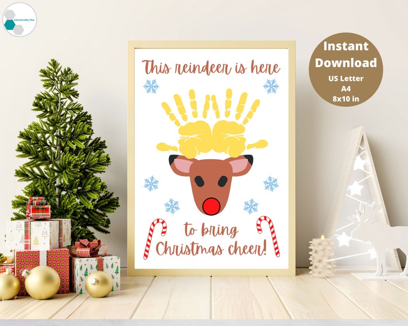 Reindeer Handprint Printable Craft | Christmas Craft for Infant ...