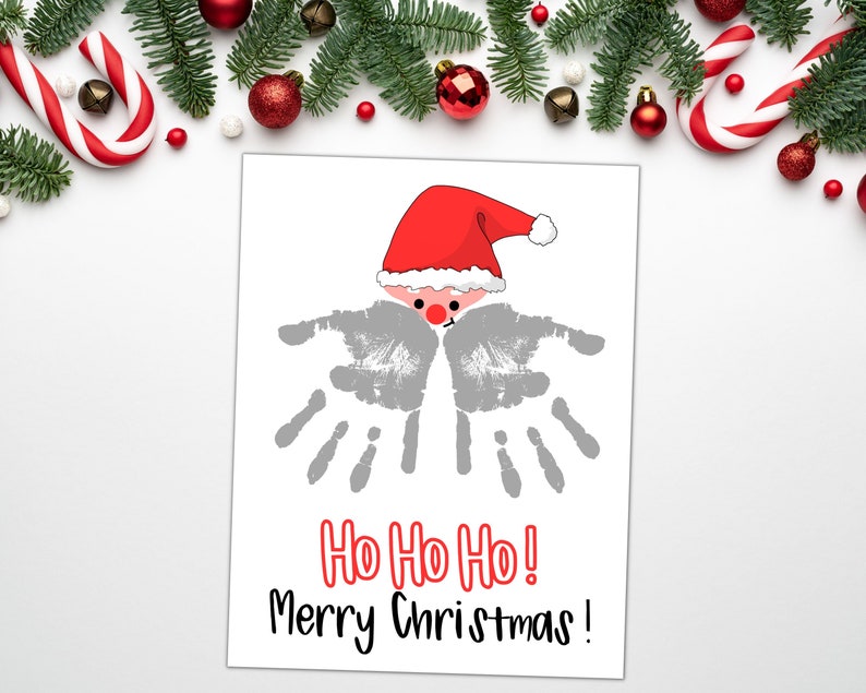 Santa Handprint Art Craft, Christmas Handprint Craft for Toddler Baby ...