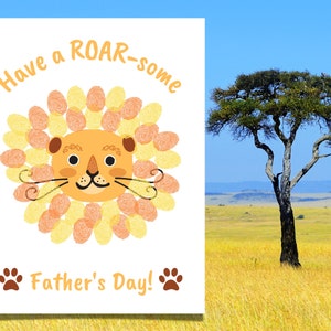 Father's Day Fingerprint Craft for Kids, Toddlers, Preschool, Lion ...