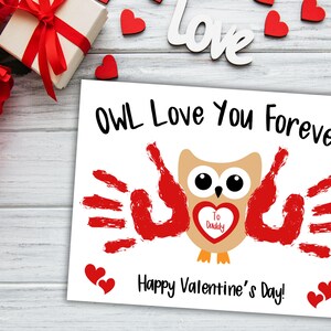 OWL Love You Valentine Handprint Craft Printable, Owl Valentine's Day ...