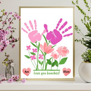 Love You Bunches Handprint Art Craft Grandma Mom, Flowers Handprint ...