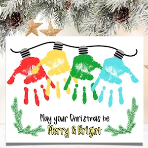 Handprint Christmas Lights Craft for Toddlers Baby Kids, Christmas ...