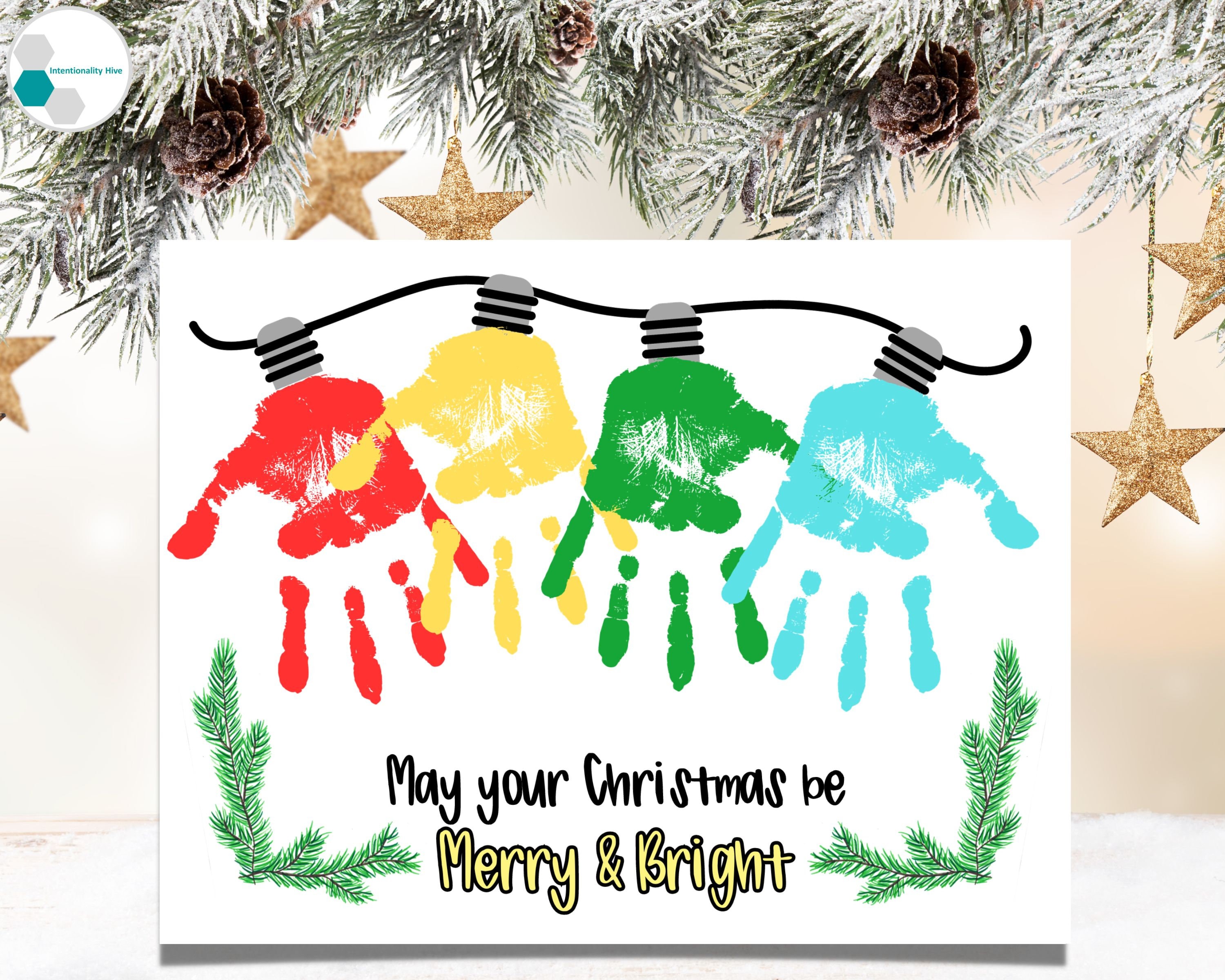Handprint Christmas Lights Craft for Toddlers Baby Kids, Christmas ...