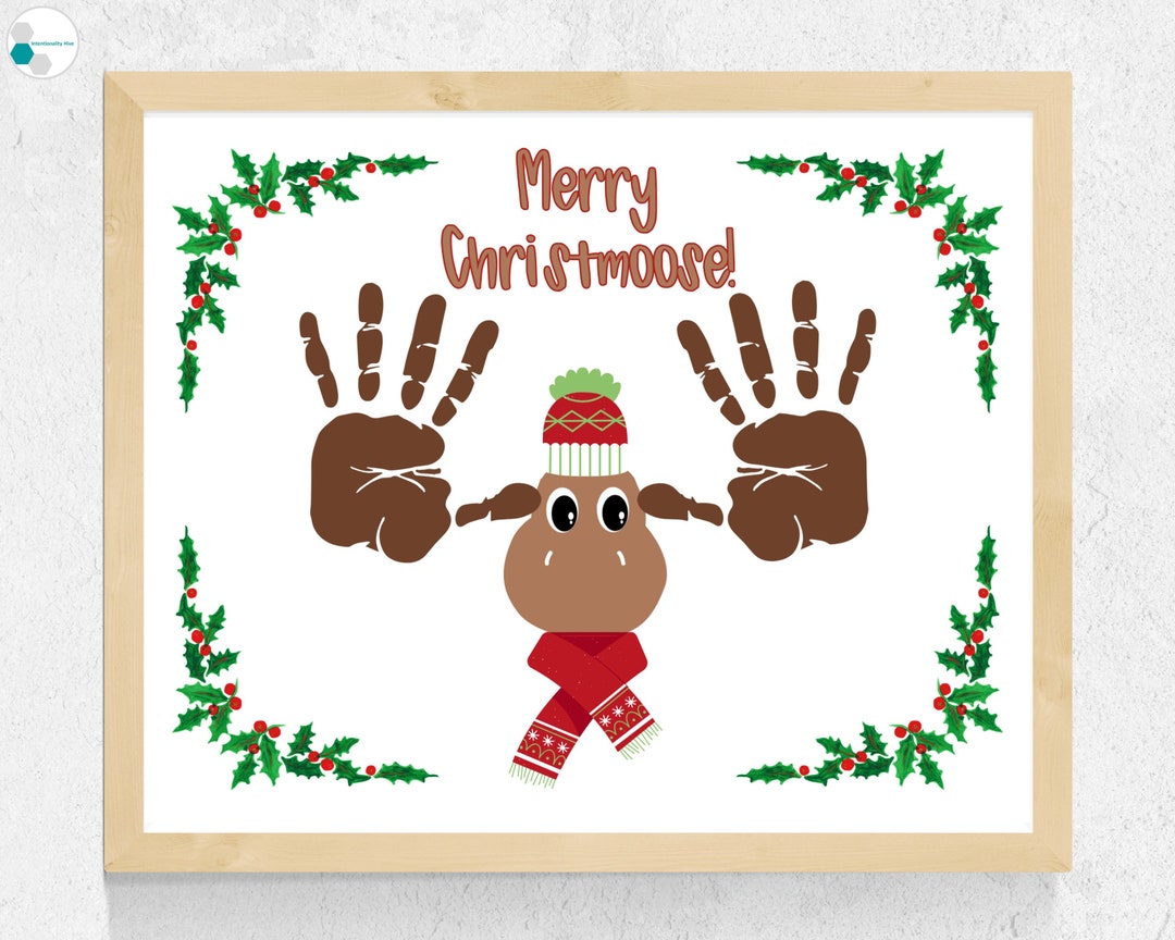 Christmas Moose Handprint Art Craft, Merry Christmoose Handprint Craft ...