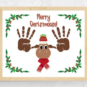 Christmas Moose Handprint Art Craft, Merry Christmoose Handprint Craft ...