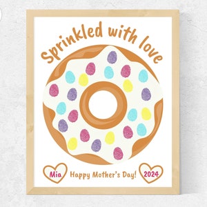 Donut Mother's Day Fingerprint Craft, Mom Fingerprint Art Grandma Gift ...