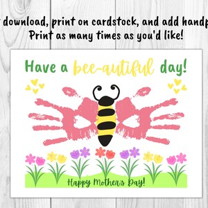 Bee Mother's Day Handprint Art for Toddlers, Preschool, Baby, Kids ...