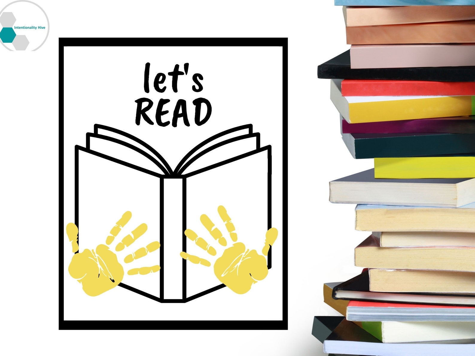 Book Handprint Craft Printable Back to School Handprint Let's Read Wall ...