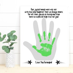 Grandpa Handprint Art Poem High Five, Handprint Craft Grandpa Gift From ...