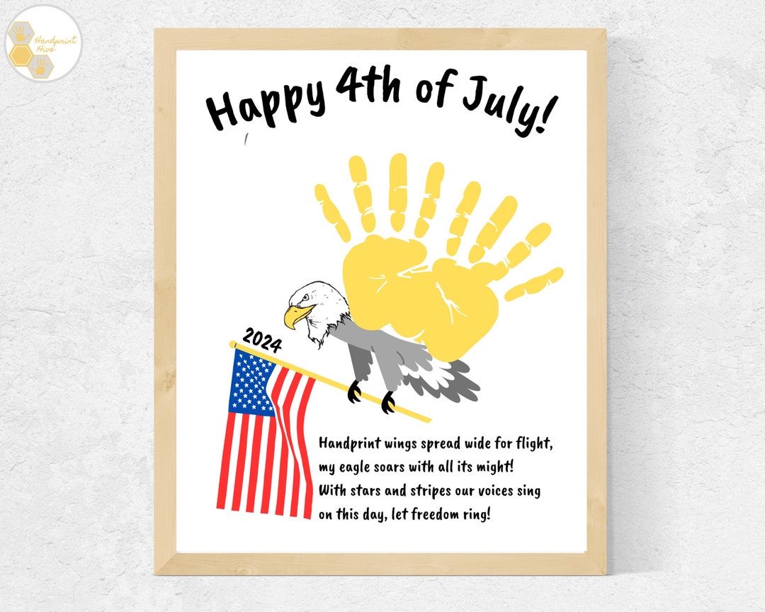 Eagle July 4th Handprint Art Poem 2024, Handprint 4th of July Craft for ...