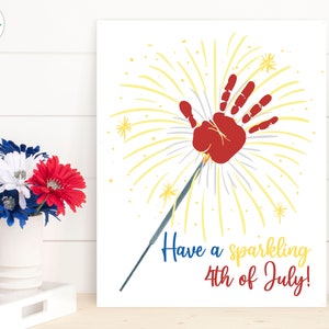 4th of July Handprint Art Craft, Sparkler July 4th Handprint Craft, 4th ...