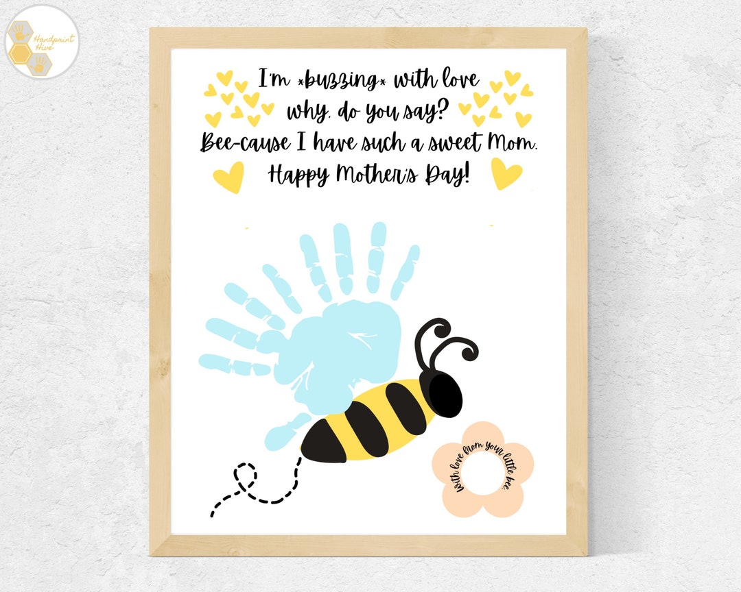 Mother's Day Bee Handprint Art Poem for Toddlers, Baby, Preschool ...