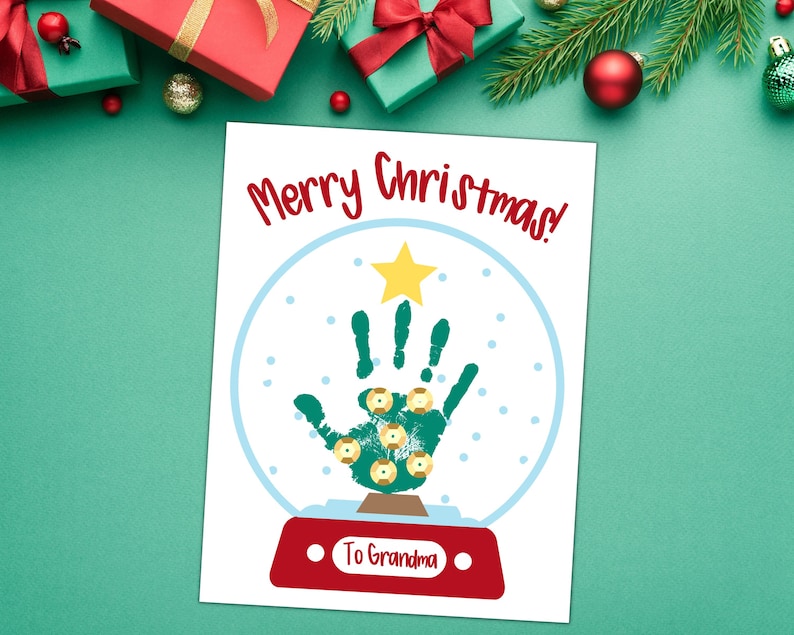 Christmas Snow Globe Handprint Craft, Christmas Handprint Art Craft for ...