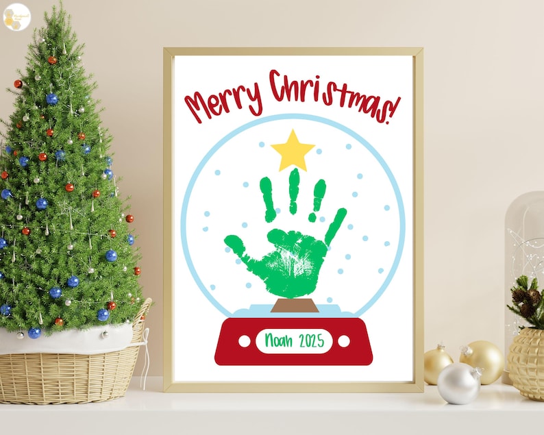 Christmas Snow Globe Handprint Craft, Christmas Handprint Art Craft for ...