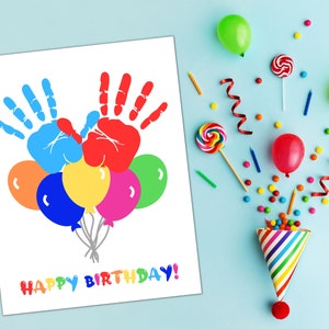 Happy Birthday Handprint Craft, Toddler Birthday Craft Activity, DIY ...