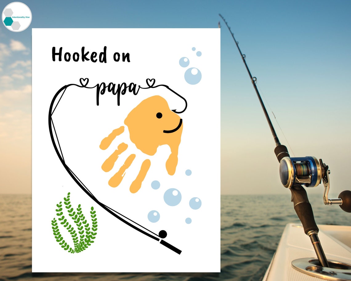 Hooked on Papa Handprint Art Gift Papa Father's Day - Etsy