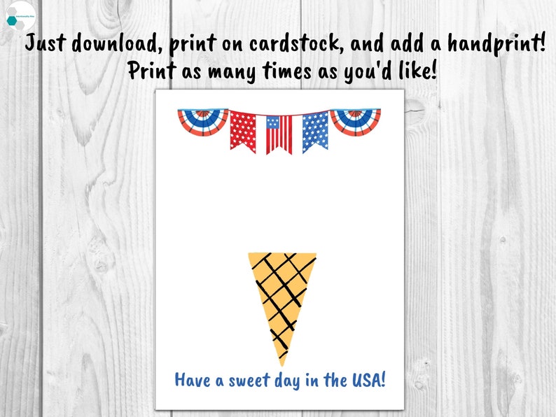 July 4th Handprint Craft for Toddlers Preschool USA Ice Cream - Etsy