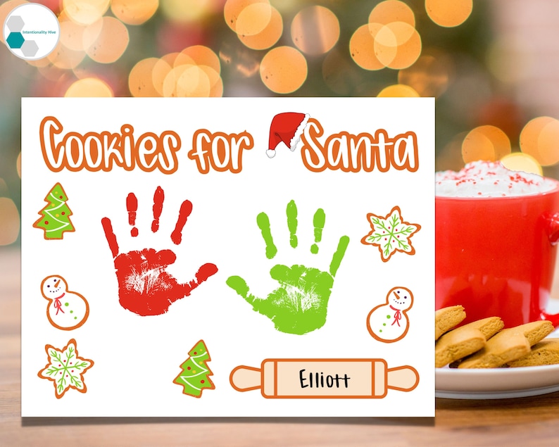 Cookies for Santa Handprint Art Craft, Christmas Handprint Craft ...