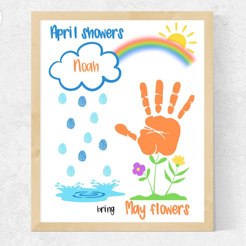 April Handprint Art - Etsy
