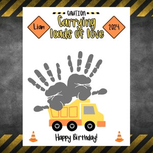Construction Birthday Handprint Art Craft for Dad Grandpa Papa ...