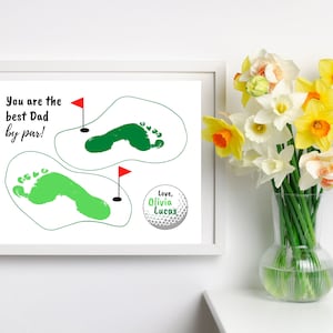 Best Dad by Par Footprint Art Craft Printable, DIY Father's Day Golf ...