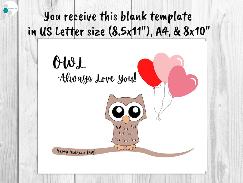 Mother's Day Handprint Craft for Mom Grandma Aunt Owl - Etsy