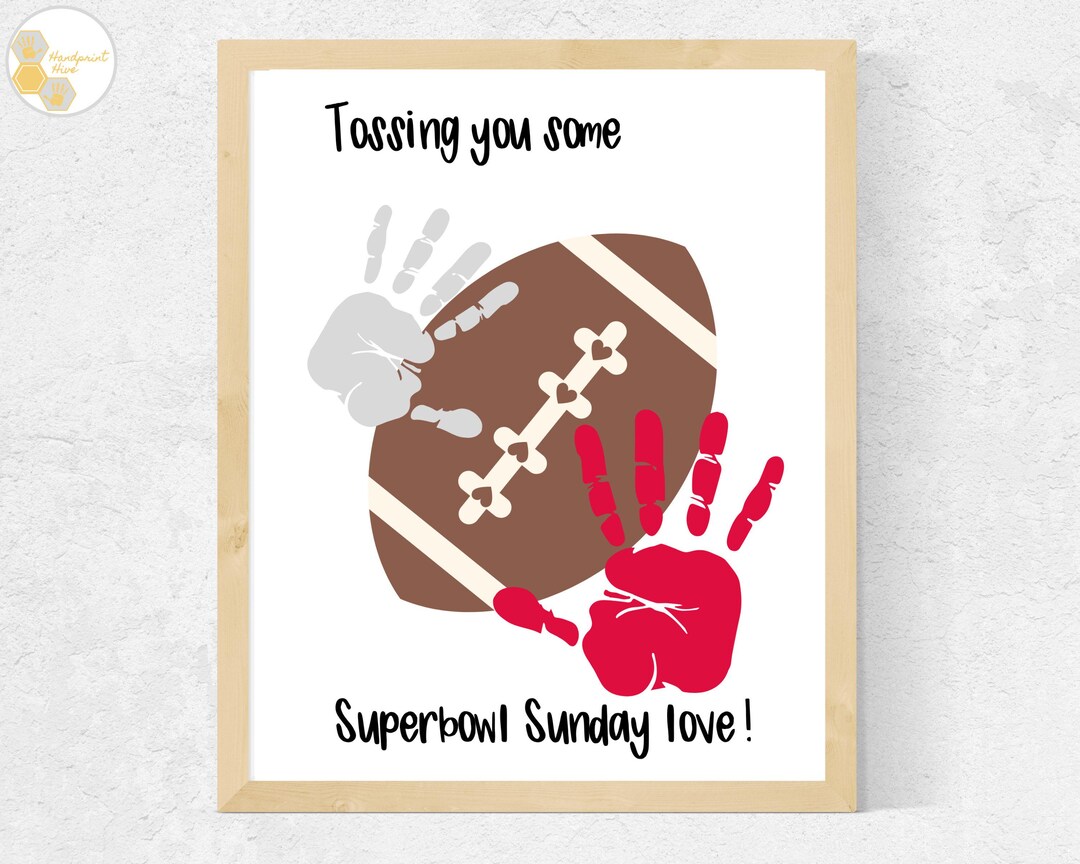 Superbowl Handprint Art Craft, Superbowl Baby, 2025 Superbowl Sunday ...