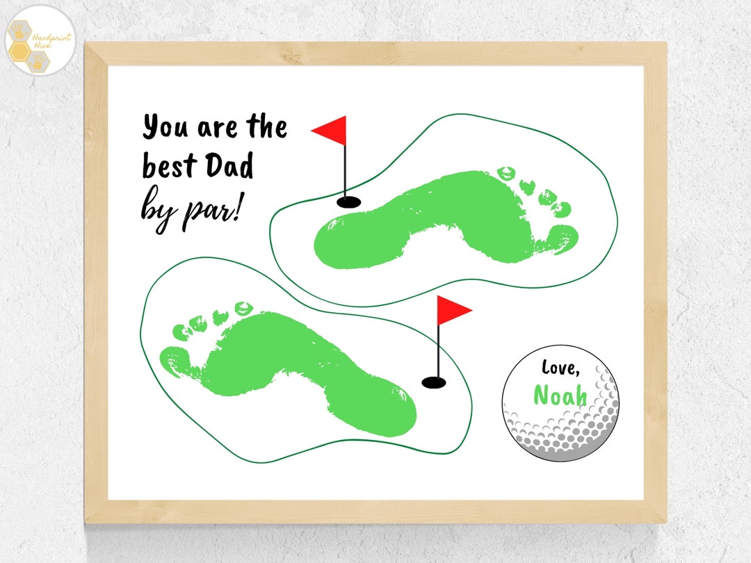 Best Dad by Par Footprint Art Craft Printable, DIY Father's Day Golf ...