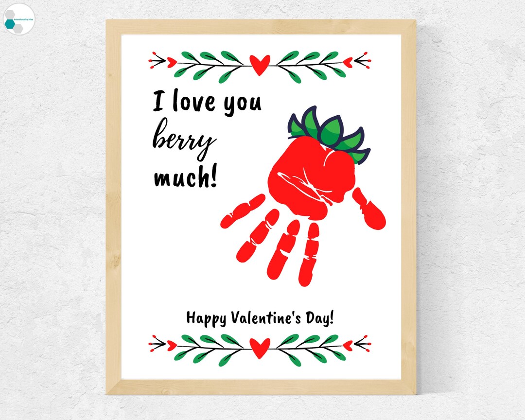 Valentine Handprint Art Craft I Love You Berry Much, Handprint ...