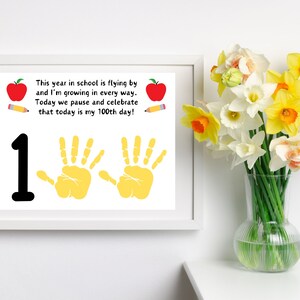 100 Days of School Handprint Art Poem, 100 Days Preschool Craft, 100 ...