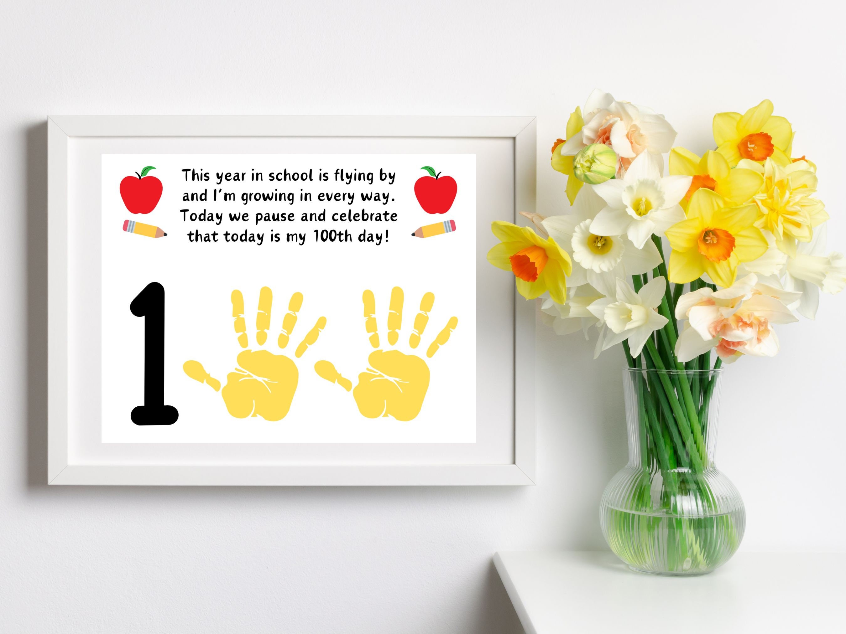 100 Days of School Handprint Art Poem, 100 Days Preschool Craft, 100 ...