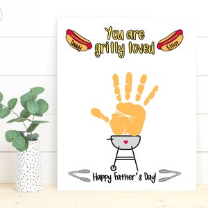 Grill Handprint Art Father's Day Crafts, Grill Dad Gift Handprint Craft ...